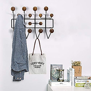 Coat Hooks Hang it All Coat Rack Wall Mounted Coat Hooks with Solid Walnut Wooden Balls