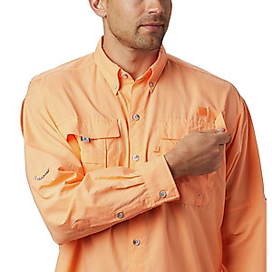 Columbia Men's Standard Bahama II Long Sleeve Shirt, Bright Nectar, Large