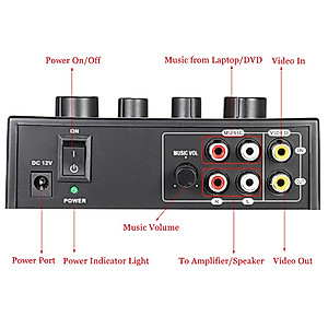 Btuty Karaoke Sound Mixer Dual Mic Inputs Audio Mixer Headphone Amplifier 2 Channel Mixer With Cable N-1 Black Color