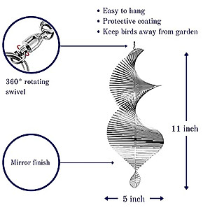 Beauty and the Wind Wind Spinner Metal Garden Spinners Outdoor Garden Art for Backyard Outdoor Hanging Decor and Spinners for Yard and Garden Ornaments 3D Shape (Silver Helix)