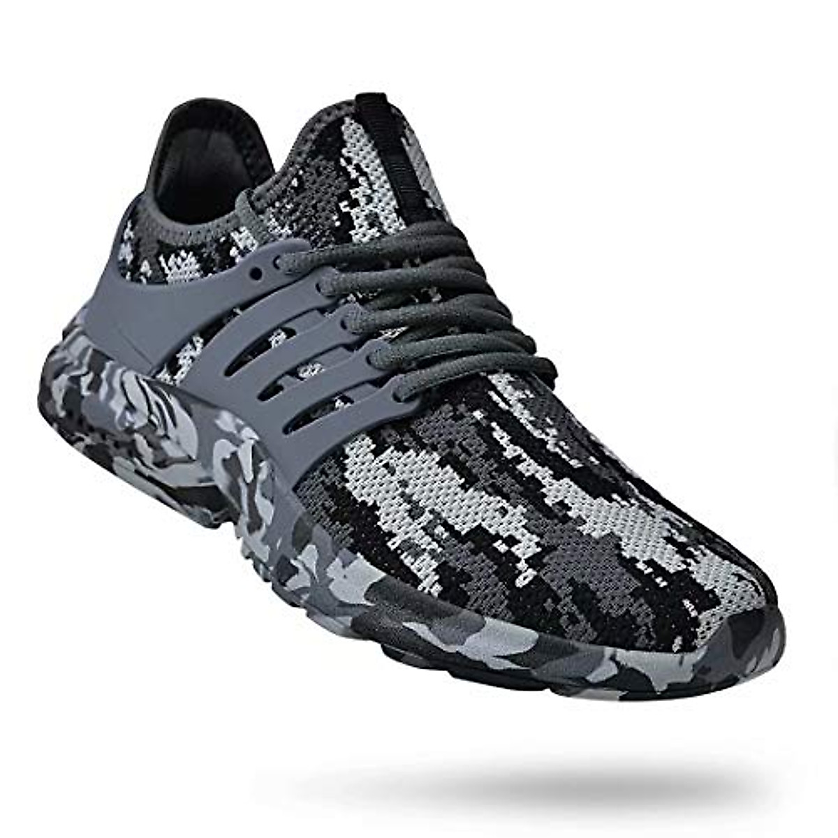 Troadlop Mens Tennis Shoes Breathable Food Service Restaurant Sneakers Comfortable Athletic Sport Running Gym Workout Shoes Camouflage Gray 12