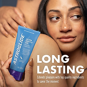Astroglide Water Based Lube (3oz), Ultra Gentle Gel Personal Lubricant, Hypoallergenic with No Parabens or Glycerin, Sex Lube for Long-Lasting Pleasure for Men, Women and Couples, Safe for Toys