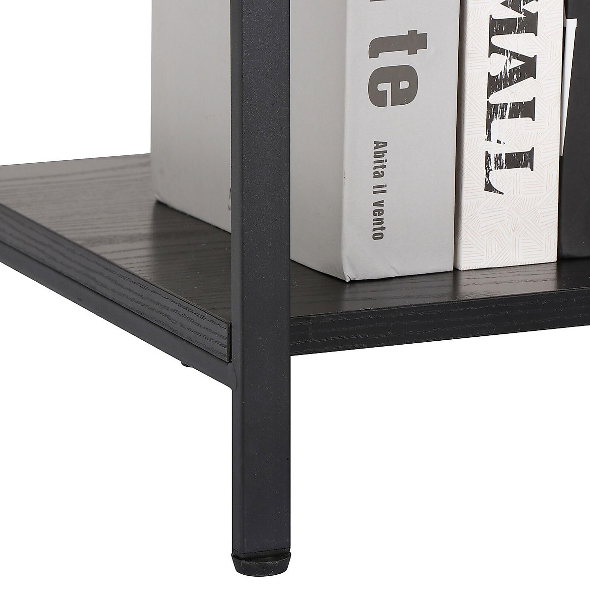 Solid Double Bookcase Short Frame Wood Bookshelf Display Rack Small Place Cozy, Black