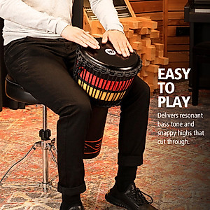 Meinl Percussion Style Djembe Drum, Hand Carved Mahogany — NOT Made in China — African Mali Weave Rope Tuning, 2-Year Warranty (ADJ7-M)