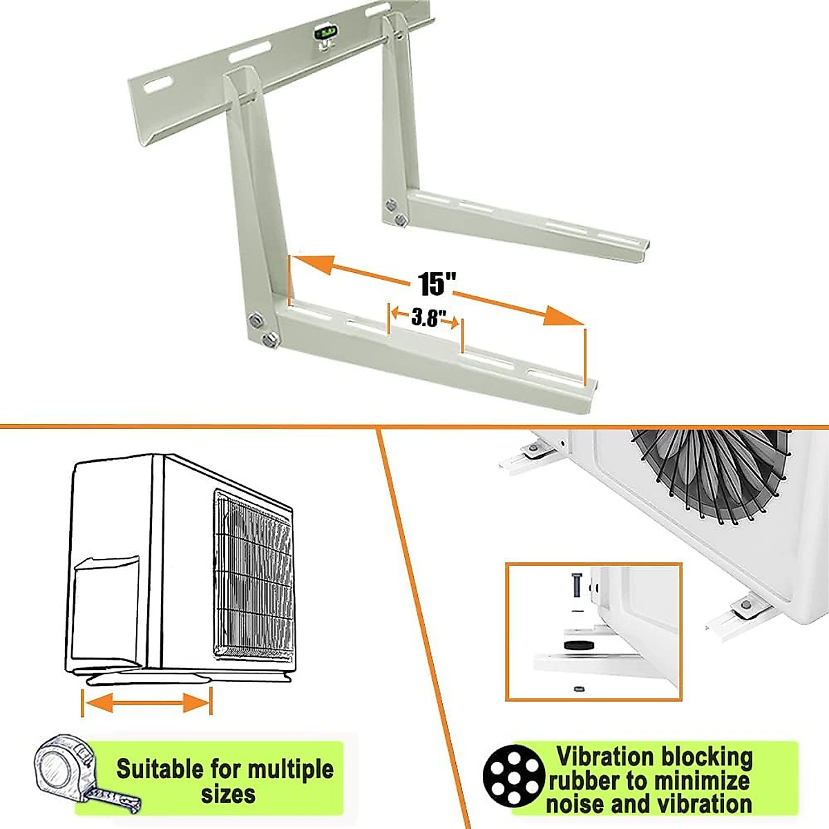 CAT SO RICH Outdoor Wall Mounting Bracket,Support up to 265Lbs,9000-36000 Btu Condenser, for Hanging Ductless Mini Split Air Conditioner Heat Pump Systems,Split HVAC Installation Kit