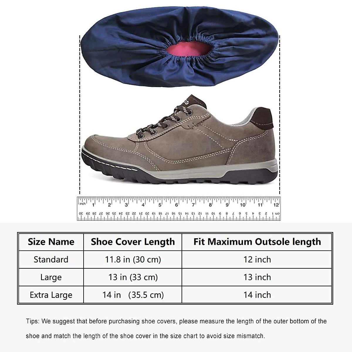 Anmerl 10 Pairs Shoe & Boot Covers, Durable Cotton Breathable Reusable Shoe Covers, Non-Slip Washable Dust Foot & Shoe Covers for Indoors Contractors Workers Shoeless Home (ExtraLarge - Navy Blue)