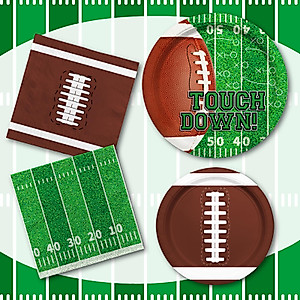 Football Party Supplies Kit Serve 50,Includes Touchdown Dinner Plates, Dessert Plates and Napkins for Football Birthday Party Football Game Day Tailgate Party Decorations