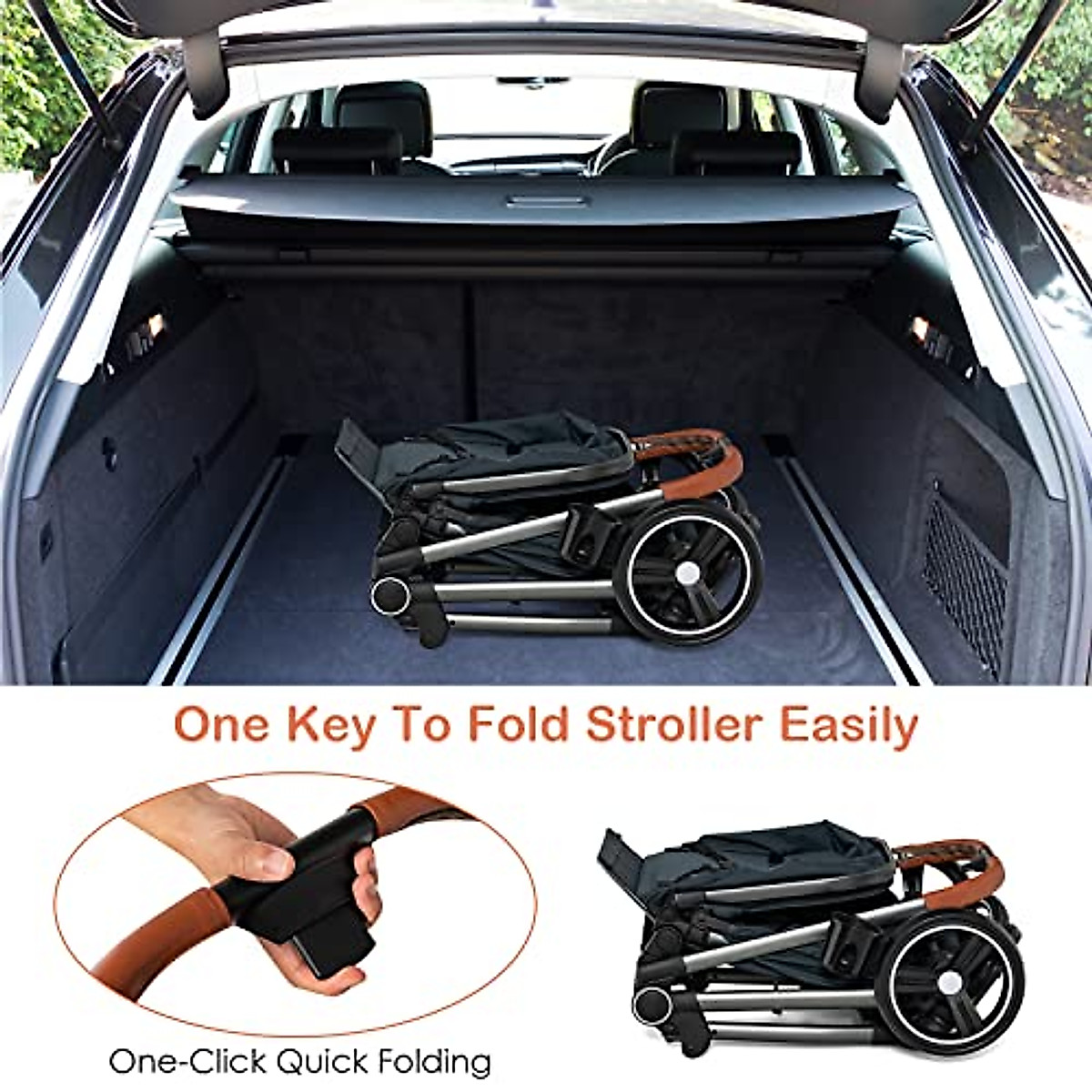 INFANS 2 in 1 High Landscape Convertible Baby Stroller, Newborn Reversible Bassinet Pram, Foldable Pushchair with Adjustable Canopy, Aluminum Structure, 5-Point Harness for Infant & Toddler (Black)