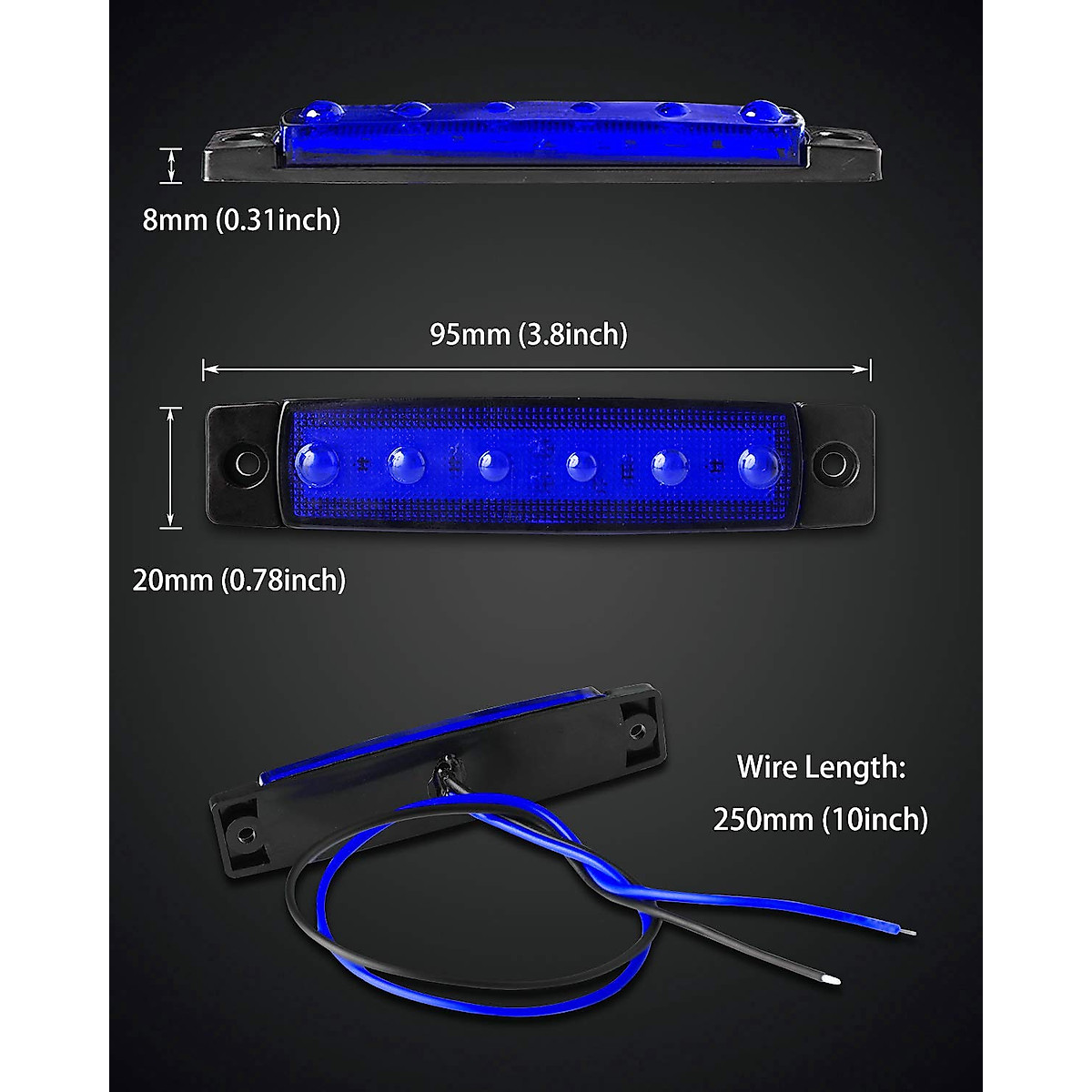 Shangyuan Marine Boat Lights, Utility Led Interior Lights for Deck Courtesy Transom Cockpit Light, 12v Waterproof Marine Lighs for Yacht Fishing Pontoon Boat Sailboat Kayak Bass Boat, Blue, 10PCS