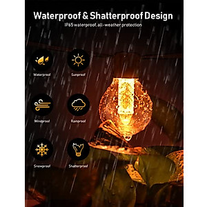 Outdoor String Lights with Dimmer - 50Ft Led Patio Lights App Control 3 Modes Waterproof Connectable Hanging Light with Timer Function 25 Plastic G40 Globe Bulb for Backyard Porch Balcony Party Decor