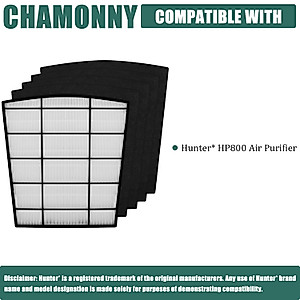 CHAMONNY H-HF800-VP Filter Replacement, Compatible with Hunter HP800 Air Purifier, Part# Part Number H-HF800-VP/H-PF800,1 H13 True HEPA Filters + 4 Pre-filters