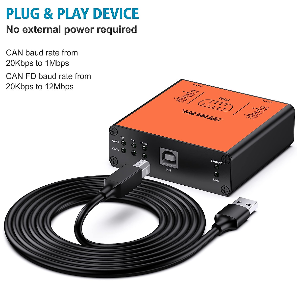 USB2CANFD-X2 USB to Dual Channel CANFD Converter for Raspberry Pi4/Pi3B+/Pi3/Pi Zero(W)/Jetson Nano/Tinker Board/PC