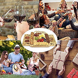 Vestaware Charcuterie Boards, Large Charcuterie Board Set, Bamboo Cheese Board and Knife Set, Wedding Gifts, House Warming Gifts New Home, Serving Ttrays for Party