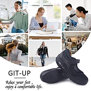 Women's Comfortable Working Nurse Shoes Non-Slip Adjustable Breathable Walking Buffer Fitness Casual Nursing Orthotic Lightweight Shoes US/8 Aa-Black
