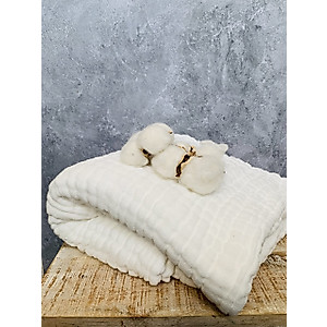 Leyl&Ari Basic Toddler Blanket - Organic Baby Towel - Baby Toddler Muslin Quilt- Crib Blanket - 3 Layers Organic Cotton Baby Blanket- 40"X40" (Snowy White)