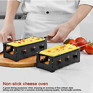 Cheese Raclette Set, Portable Candlelight Raclette Pan Foldable Non-Stick Rotaster Baking Tray Stove Set with Spatula Home Kitchen Grilling Tool
