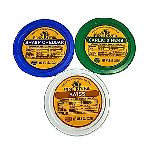 Pine River Cheese Spreads - Variety Pack 3 8oz. Sharp Cheddar-Garlic & Herb-Swiss (24oz)