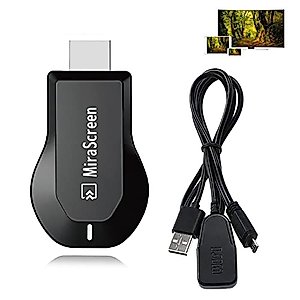 MiraScreen Wireless Display Receiver Mobile Screen Cast Dongle 1080P HDMI AV Adapter Cable for Connect Samsung Galaxy S6 S7 S8 Plus Note 8/5/4/3 iOS Apple iPhone iPad Tablet PC to HD TV (Black)
