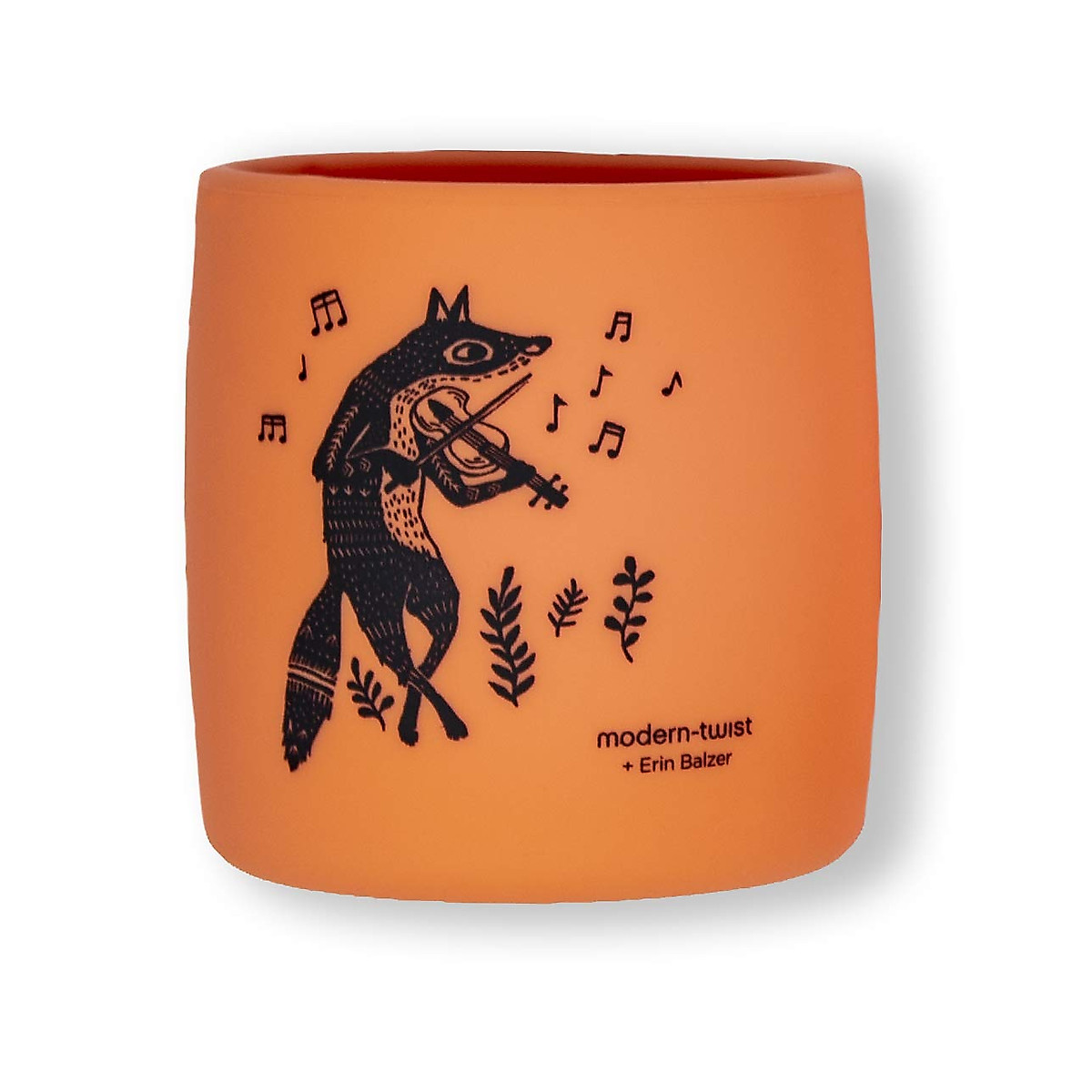 modern-twist Sip Set, Food-Grade Silicone, Waterproof, Dishwasher, Freezer Safe, Reusable Cups – Orange Fox Family, Pack of 2