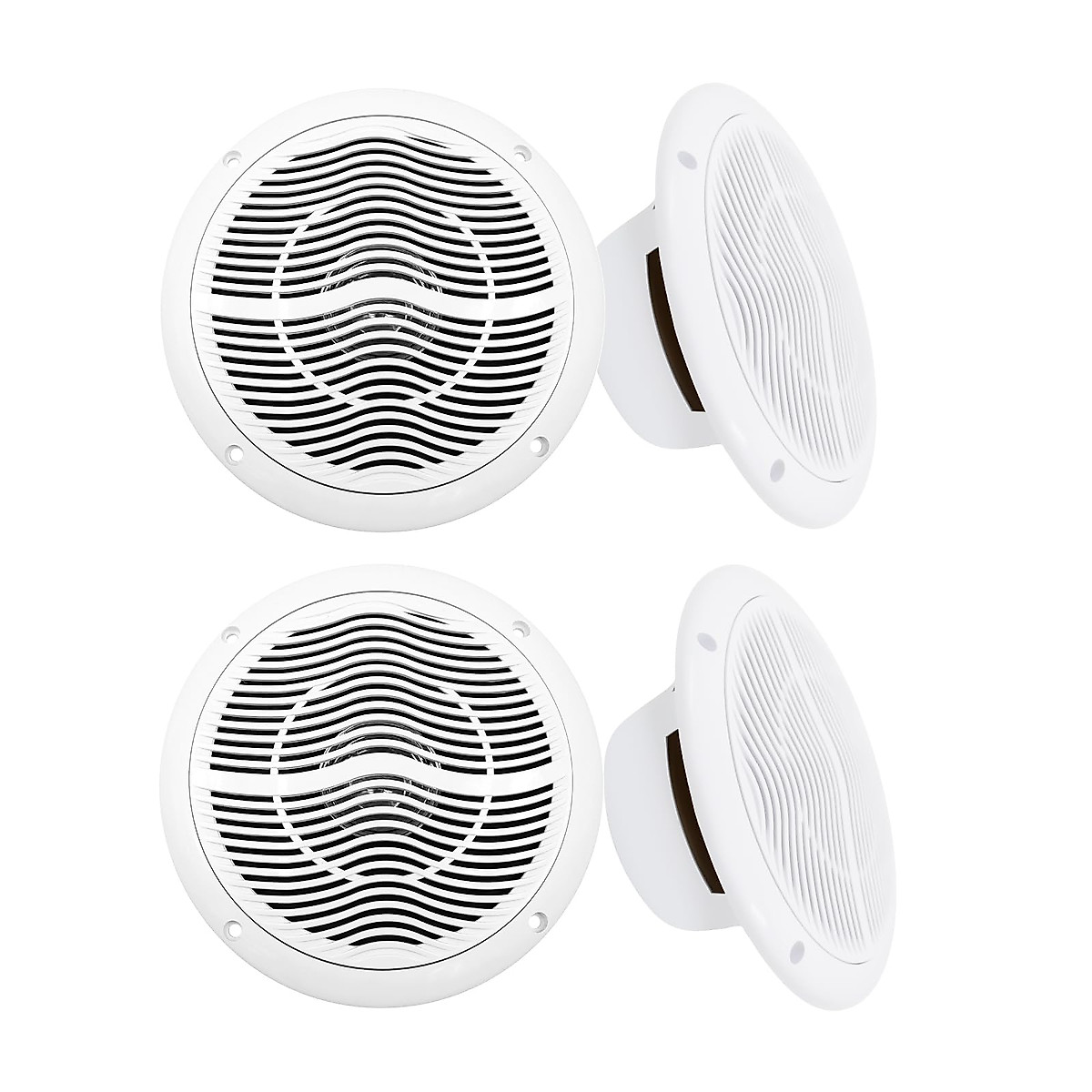 STUDIOFINIX Marine Speakers 6.5 Inches 2-Way 240W Bluetooth Waterproof Flush Mount Resistant Outdoor Audio Stereo Sound System Perfect for Boat ATV UTV Golf Cart RV Bathroom(2 Pairs,White)