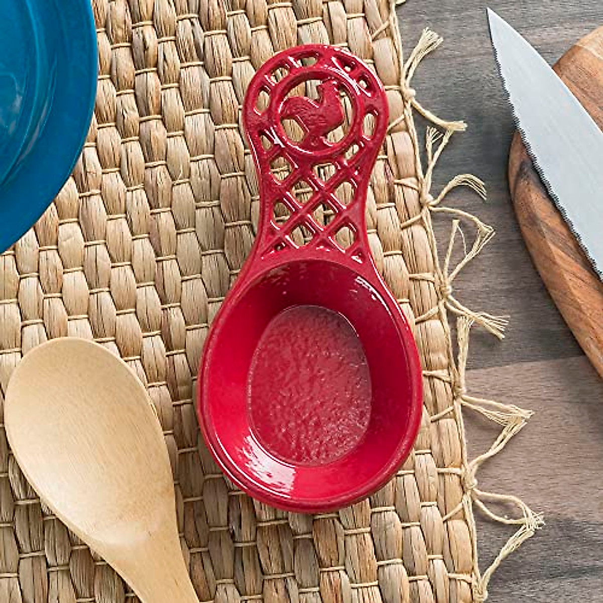 Home Basics Cast Iron Rooster Spoon Rest Sr44172, 7.62" x 3.50" x 1.37"