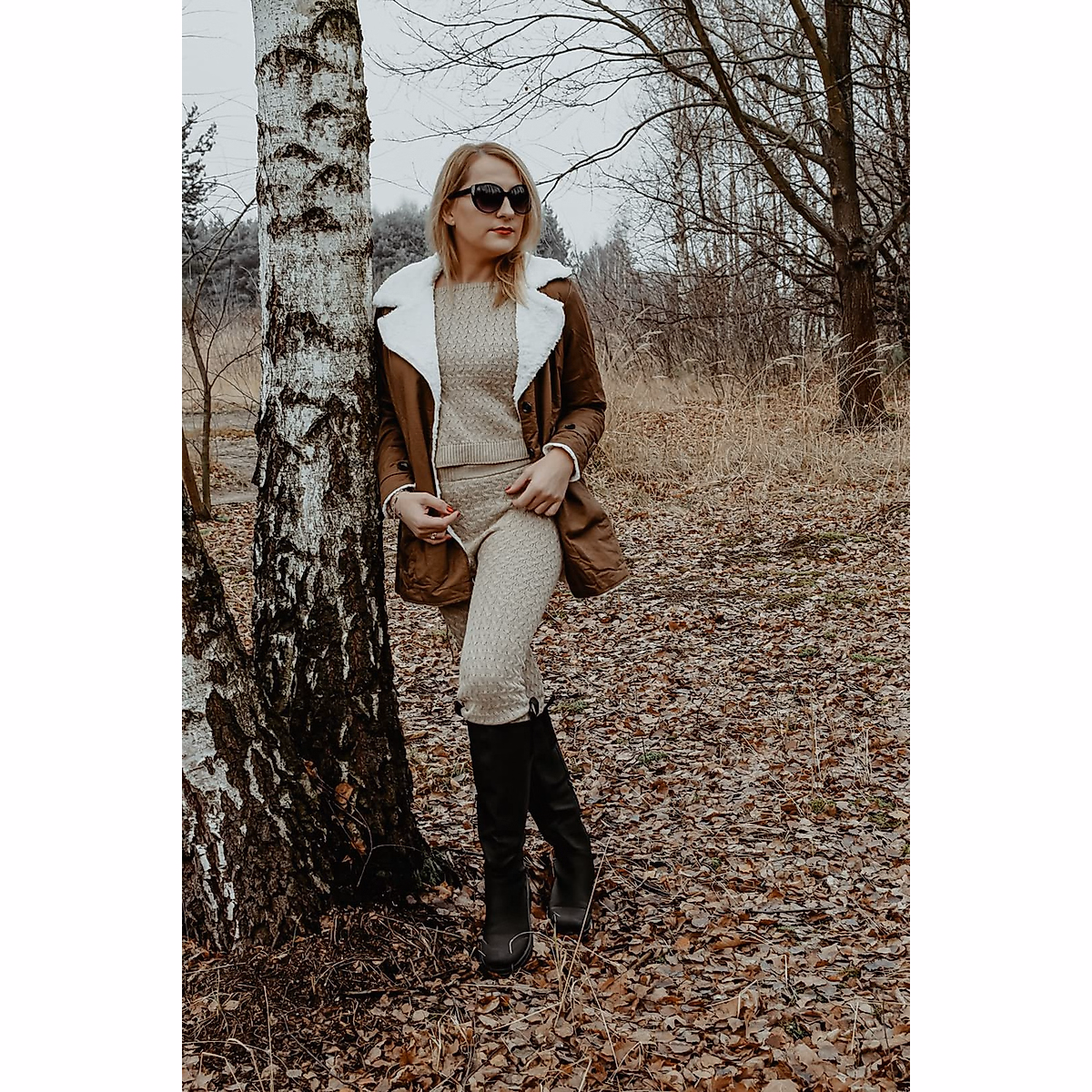 Dokotoo Womens Winter Coats Long Sleeve Jean Denim Jacket Autumn Collar Button Down Cozy Fluffy Cardigans Sherpa Pocketed Jackets Warm Outerwear Khaki Medium