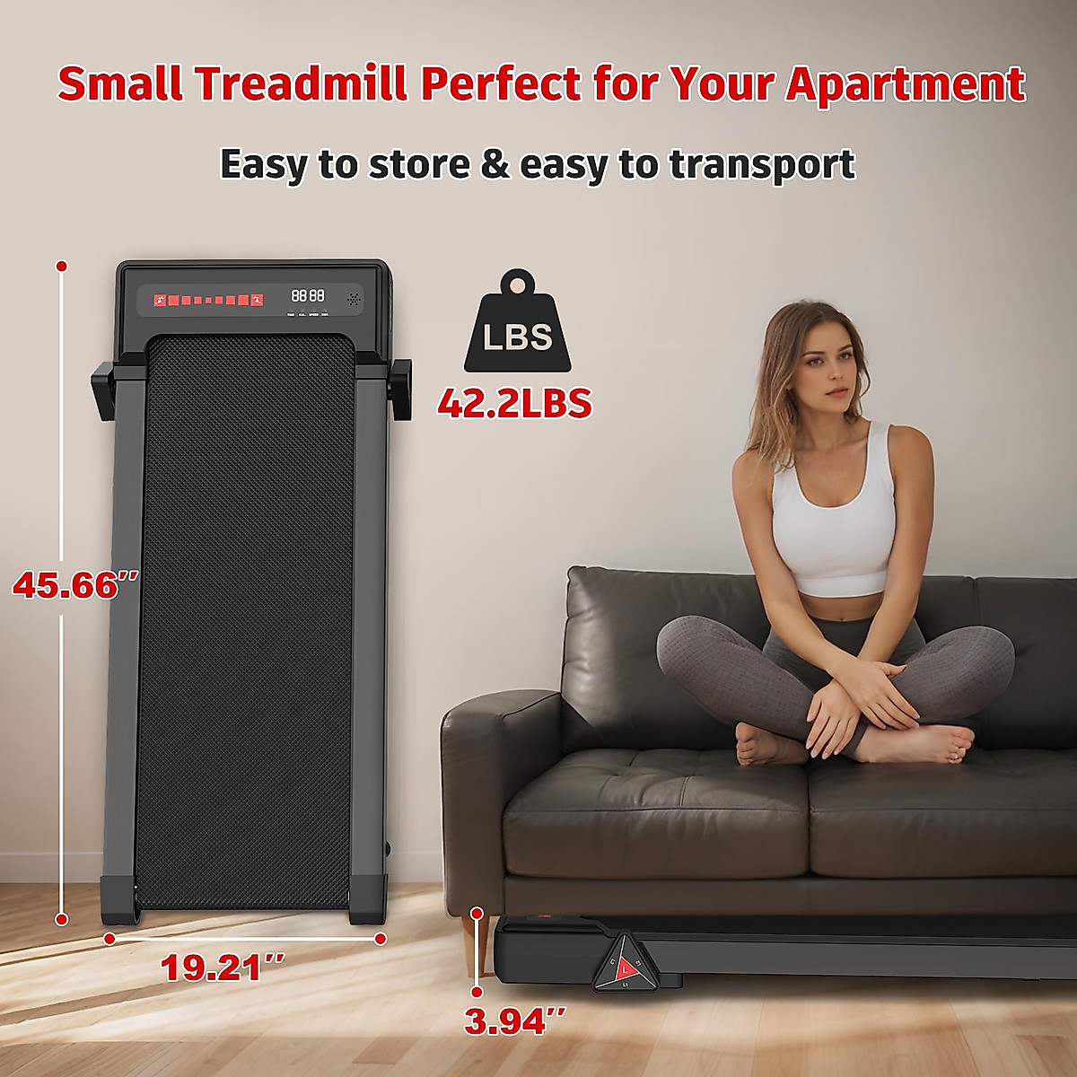 XMKEY Walking Pad-Under Desk Treadmill-2 in 1 Treadmills for Home-Walking Treadmill with Remote Control, Portable Mini Treadmill 265 lbs Capacity, Bluetooth and LED Display