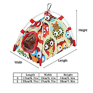 Sheens Parrot Hut Windproof House Bird Hanging Hammock Toy for Parakeet Cockatiel Cockatoo Conure(Owl S)