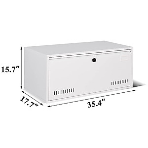 Voohek, Large Biometric Fingerprint Lateral, Steel Storage Drawer Metal Filing Cabinet with Hanging Rod for Letter/Legal/A4 Size, for Home Office Using (White)