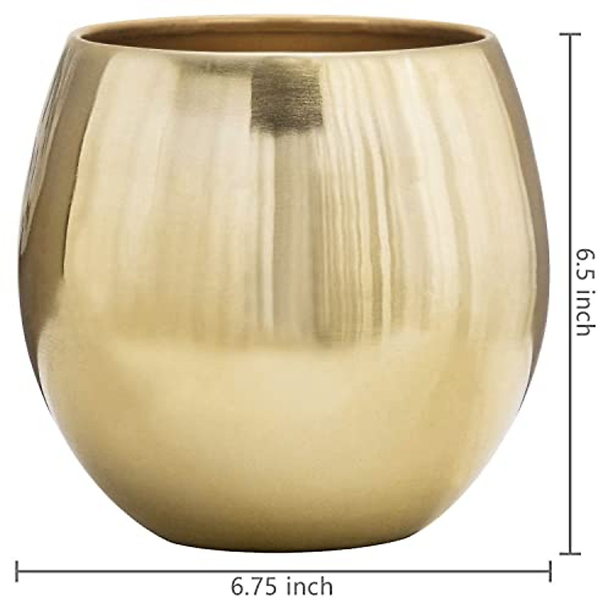 MyGift 6-Inch Brushed Brass Plated Metal Table Vase - Round Bowl-Shaped Succulent Planter Pot - Handcrafted in India