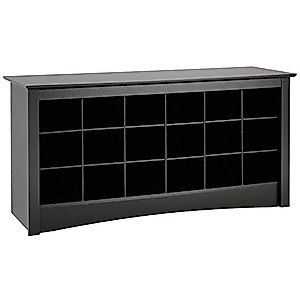 Prepac Shoe Storage Cubbie Bench, 16"D x 48"W x 24"H, Black