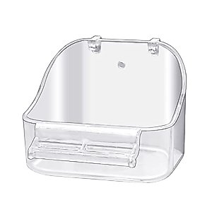 Acrylic Hanging Bird Bath Bird Caged Parrot Bathing Tub, Bird Cage Accessory Bathing Tub Bath for Small Brids Parakeet Canary Budgerigar Lovebirds (with Fixing Screws) (1PCS Transparent)