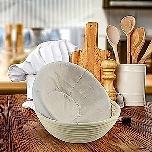 9 Inch Proofing Bread Basket Cloth, Reusable Breathable Liner Cotton Flax Banneton Proofing Bread, Round Cloth Baking supplies (9 inch) Bread Proofing Baskets