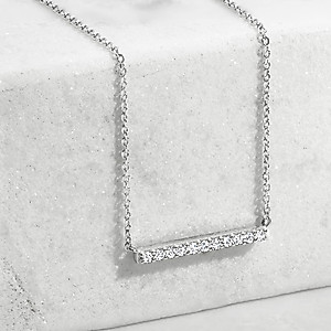 RS Pure by Ross-Simons 0.25 ct. t.w. Diamond Bar Necklace in Sterling Silver. 16 inches