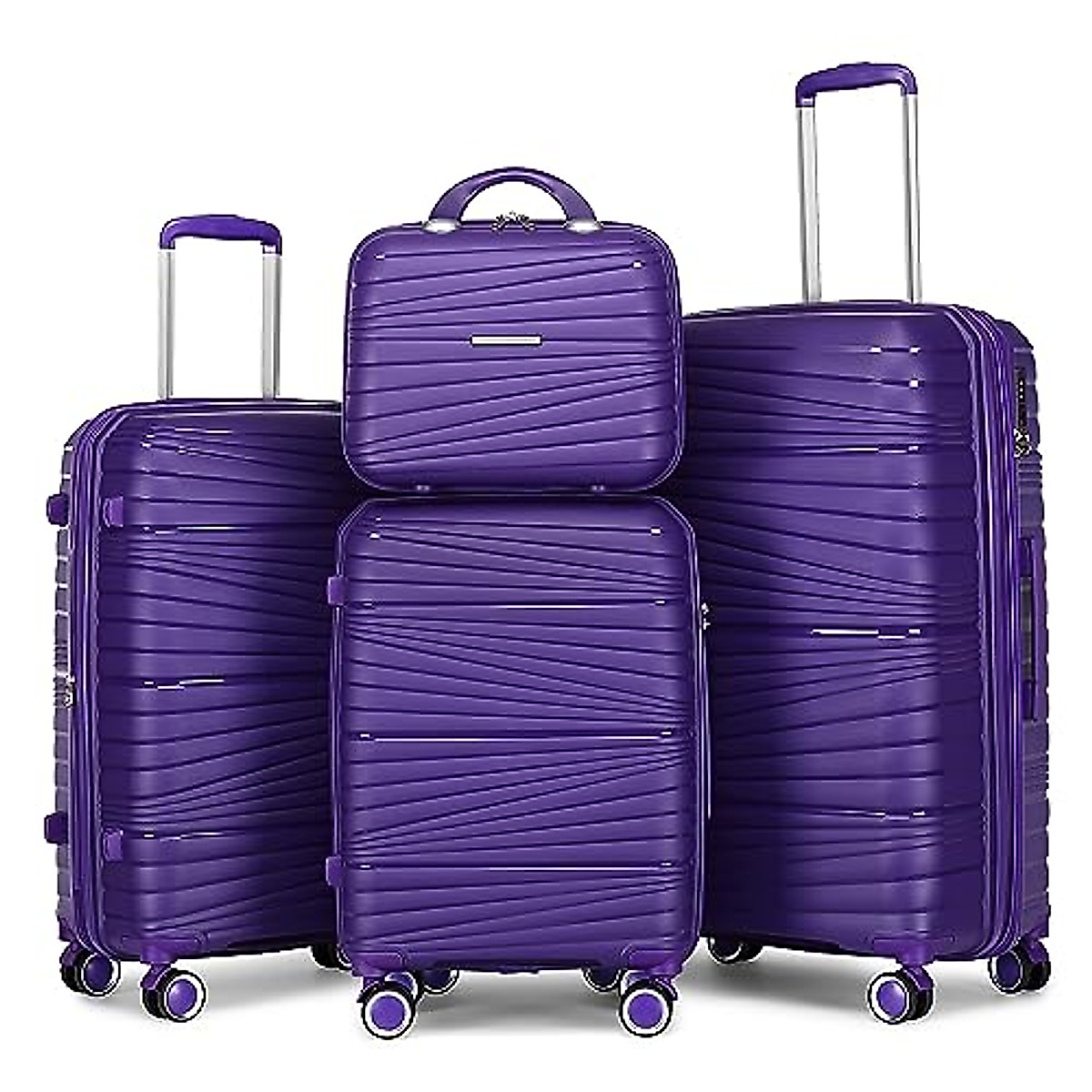 LEAVES KING Luggage 4 Piece Sets, Hard Shell Luggage Set Lightweight Carry on Luggage Expandable Suitcase with Spinner Wheels Travel Set for Men Women (14/20/24/28, Purple)