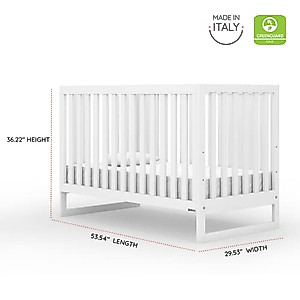 dadada Baby’s 3-in-1 Austin Convertible Crib - Newborn Essentials Baby Bed Fits Standard Crib Mattress - Adjustable Bed Base - White
