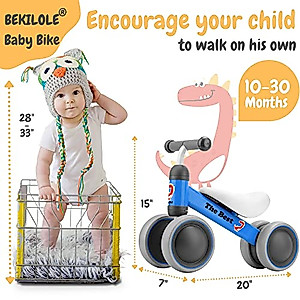BEKILOLE Balance Bike for 1 Year Old Girl Gifts Pre-School First Bike and 1st Birthday Gifts - Train Your Baby from Standing to Running | Toys for 1 Year Old (Blue)