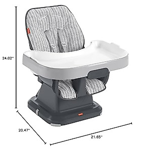 Fisher-Price Baby to Toddler High Chair SpaceSaver Simple Clean Portable Dining Seat & Booster with Washable Deep Tray & Liner, Pencil Strokes