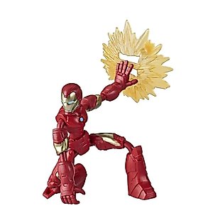 Marvel Avengers E7870 Beyblade Bend and Flex Action, 6-Inch Flexible Iron Man Figure, Includes Accessory, Ages 4 and Up, Multicoloured