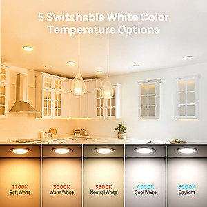 Consciot Ultra-Thin LED Recessed Lighting 6 Inch 12 Pack, Slim Junction Box, 2700k-5000k, CRI>90, 5CCT Dimmable Canless Retrofit Recessed Light Fixtures, 16W, 1150LM Wafer Downlight, ETL