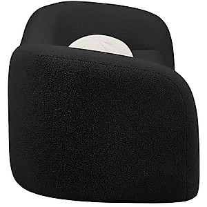 Meridian Furniture 186Black-S Kali Collection Modern | Contemporary Sofa with Soft Black Faux Shearling Teddy Fabric, Curved Back, 86" W x 33" D x 27" H, Black