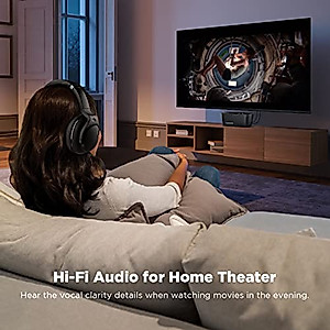 vibeadio E9 Wireless Headphones for TV Watching with 2.4GHz RF Transmitter Dock, Low Delay, Comfortable Over Ear TV Headphones with Bluetooth 5.0, Superb Clear&High Sound for Seniors, Plug & Play