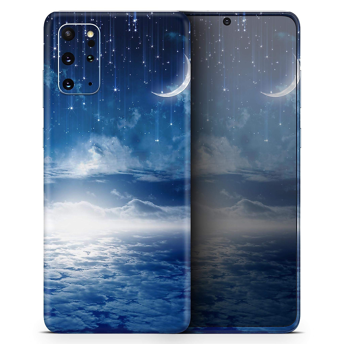 DesignSkinz Vivid Blue Falling Stars in The Night Sky Protective Vinyl Decal Wrap Skin Cover Compatible with The Samsung Galaxy S20 (Screen Trim & Back Glass Skin)