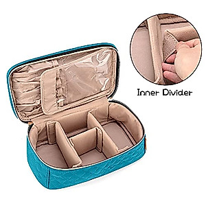 Teamoy Travel Makeup Brush Case, Makeup Train Organizer Bag with Handle for Makeup Brushes(up to 9-inch) and Essentials, Medium, Teal(BAG ONLY)