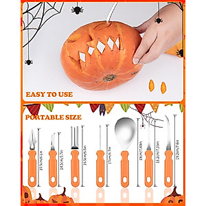 Halloween Pumpkin Carving Tools Kit, Professional and Heavy Duty Stainless Steel Pumpkin Cutter Knife Saw Scoop Tools Set for Kids or Adults, 7Pcs Carving Set for Halloween Decoration Jack-O-Lanterns