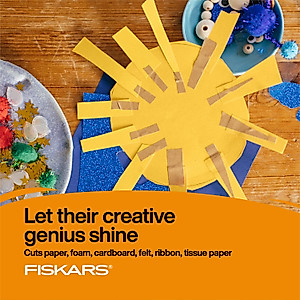 Fiskars Kids Scissors, Scissors for School, Blunt Tip Scissors, 5 Inch, Softgrip, 3 Pack (Blue, Purple, Pink)