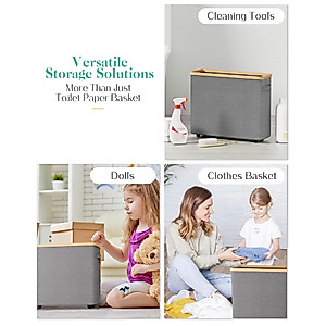 Bulado Toilet Paper Storage Stand, Toilet Paper Basket with Lid for 12-Roll Standard Extra Toilet Paper Holder, Wood Toilet Paper Organizer for Bathroom with Footbase The Ultimate Bathroom Organizer