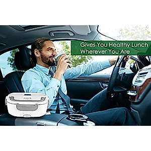 Electric Lunch Box, 60W 12V/24V/110V Portable Food Warmer lunch box,Lunch Heating Food Heater with 1.5L Removable Container,3 in 1 Portable Heated Lunch Box for Car Truck Home Work Adults Food Heating