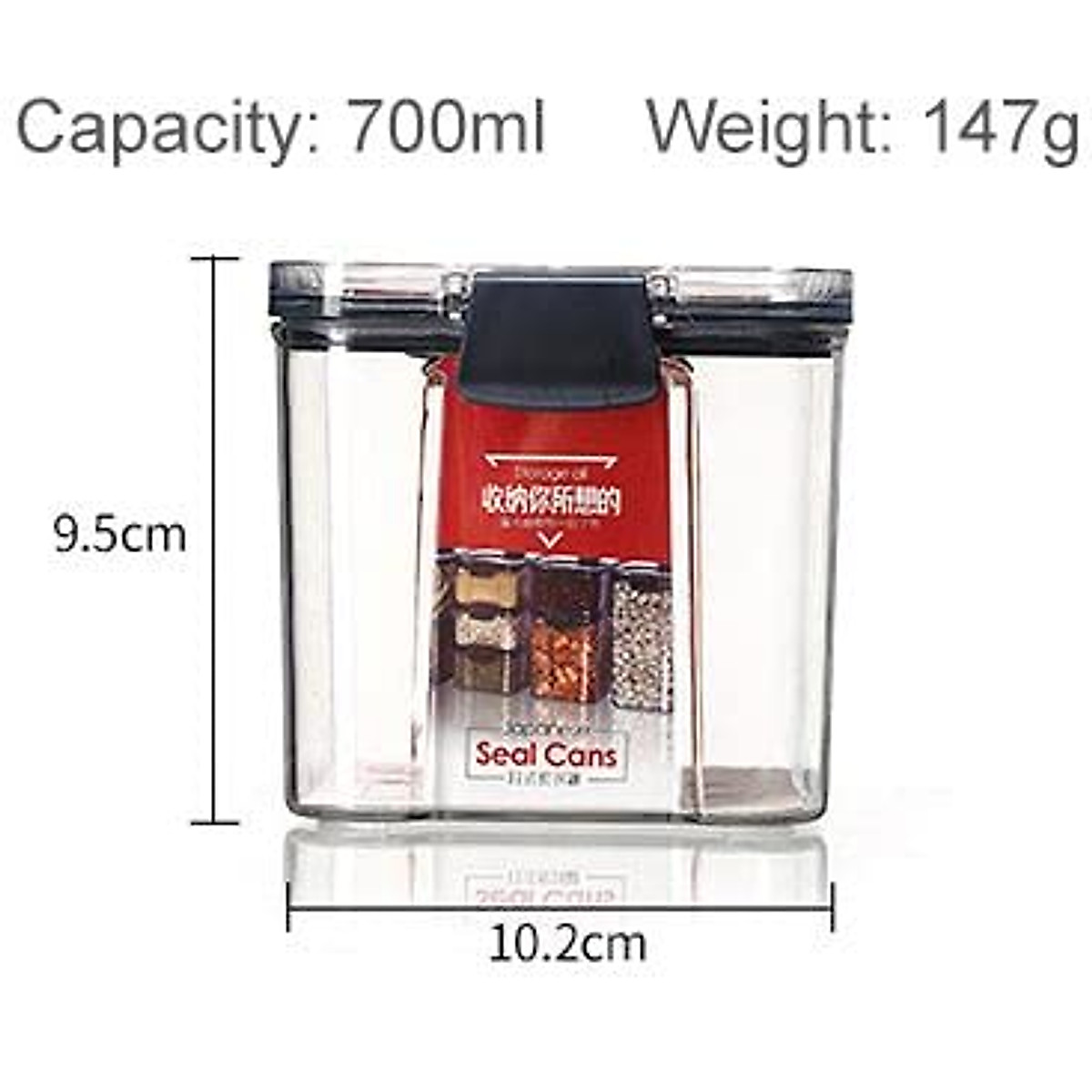 S&M Airtight Food Storage Containers Set with Lids[5 Pack] for Kitchen & Pantry Organization, BPA Free Plastic Clear Canisters for Cereal Flour Sugar Dry Food, Dishwasher Safe (Black)