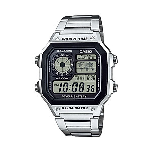 Casio Men's Classic Stainless Steel Japanese-Quartz Stainless-Steel Strap, Silver, 21 Casual Watch (Model: AE1200WHD-1A)